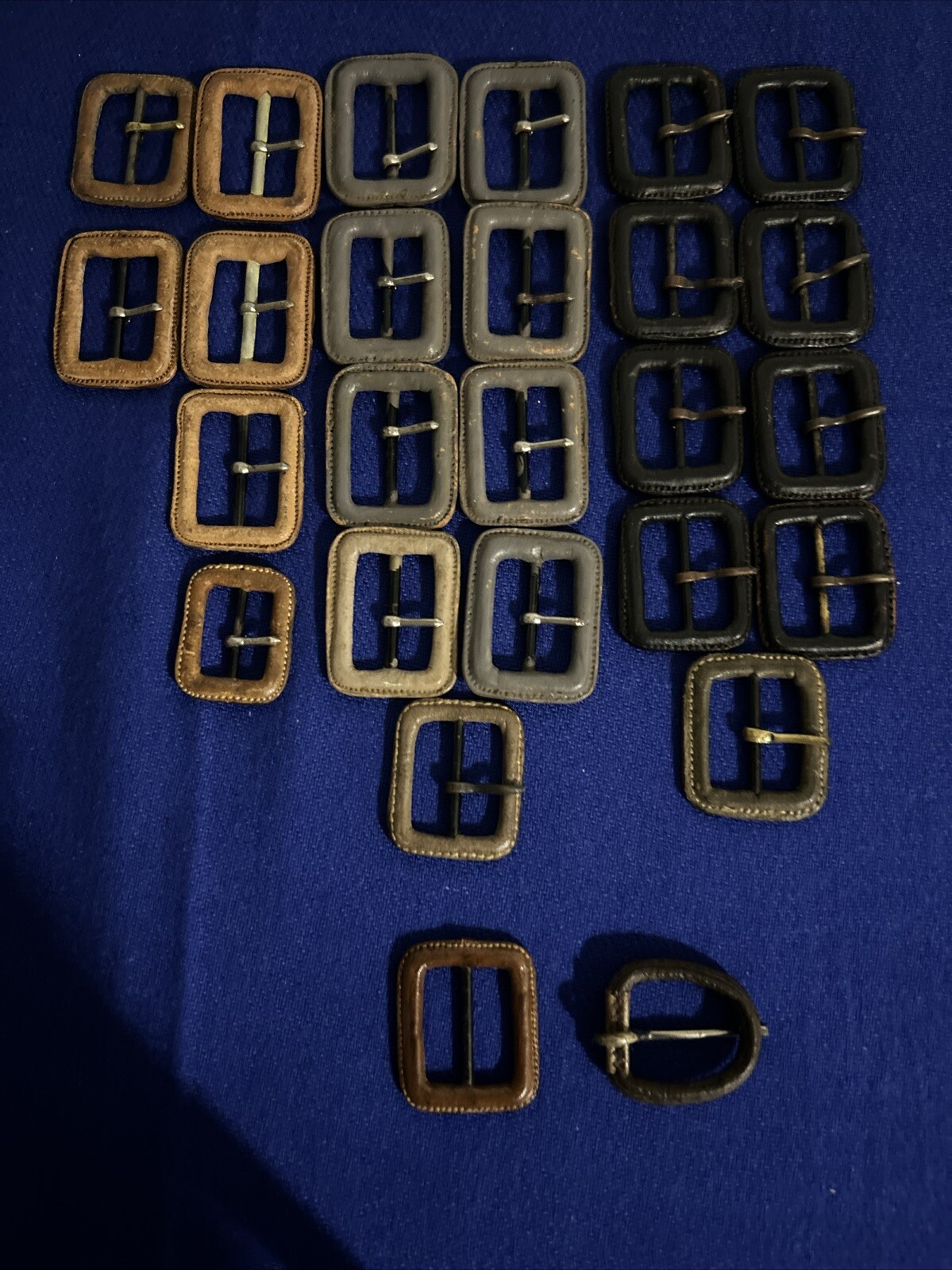 24 Vintage Leather Covered Metal Belt Buckles ONLY - Gem