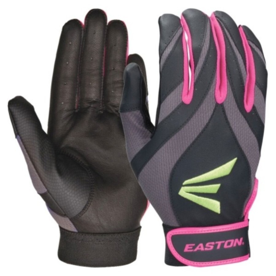 Easton Synergy II Pink/Green/Grey Fastpitch Batting Gloves Youth (Pair ...