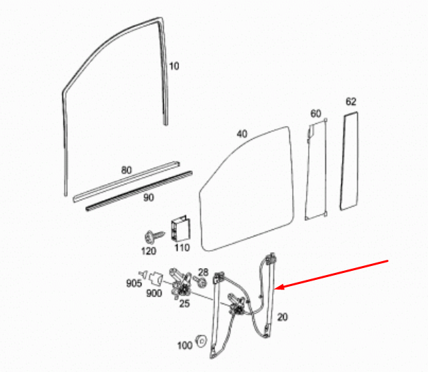 Mercedes-Benz VIANO W639 Front Right Window Regulator A6397200546 ...