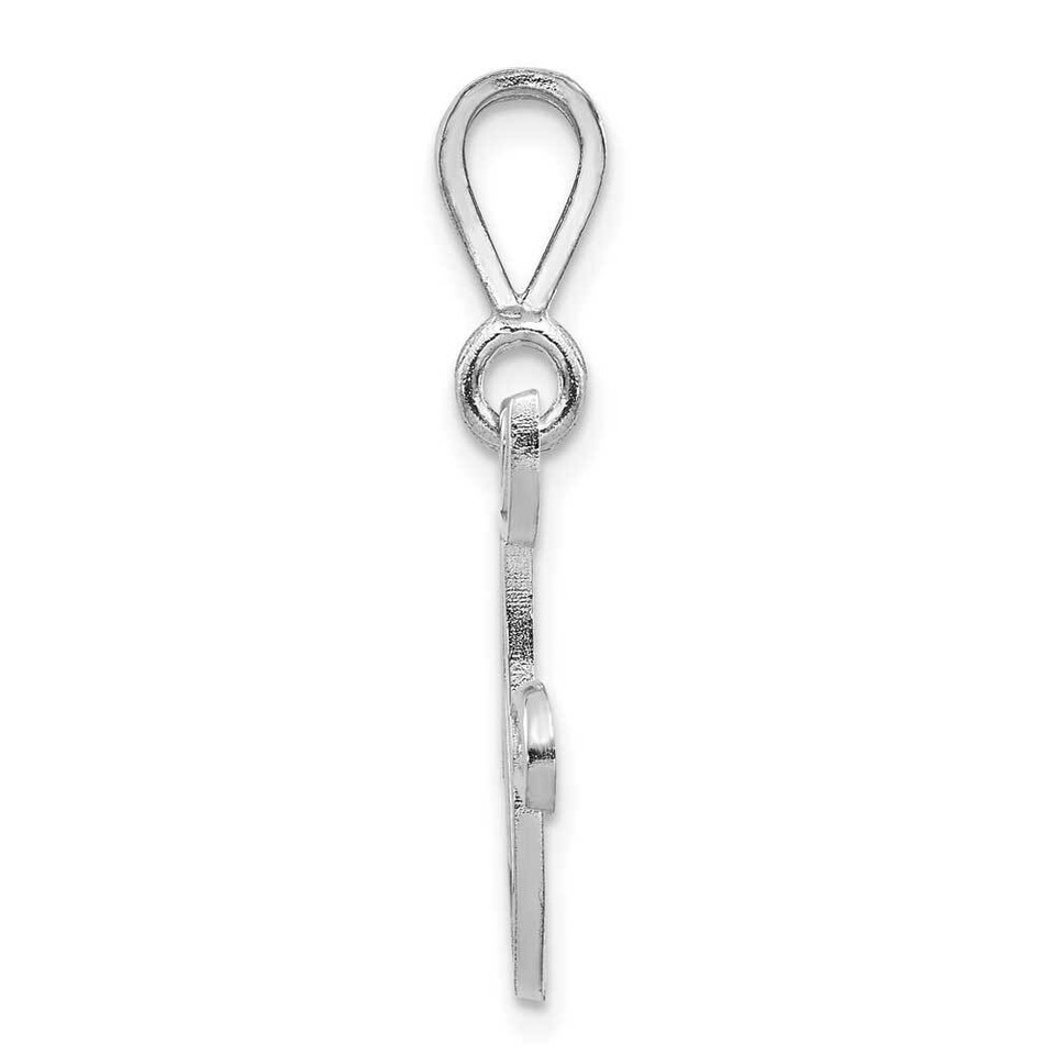 14K White Gold Solid Polished Script Filigree Letter F Initial Pendant ...