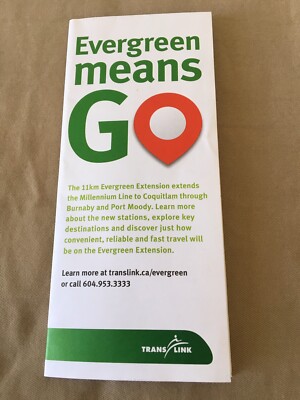 Evergreen Skytrain Six Station Extension BC TRANSIT Translink Timetable ...