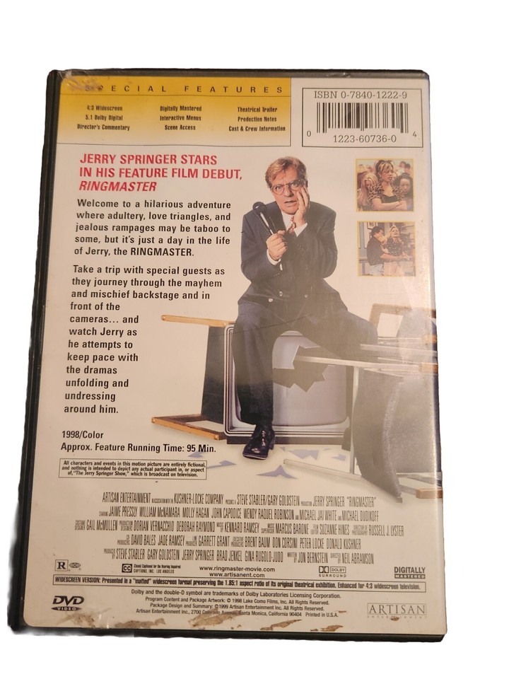 Jerry Springer Ringmaster (DVD, 1998) W/ Insert 12236073604| eBay