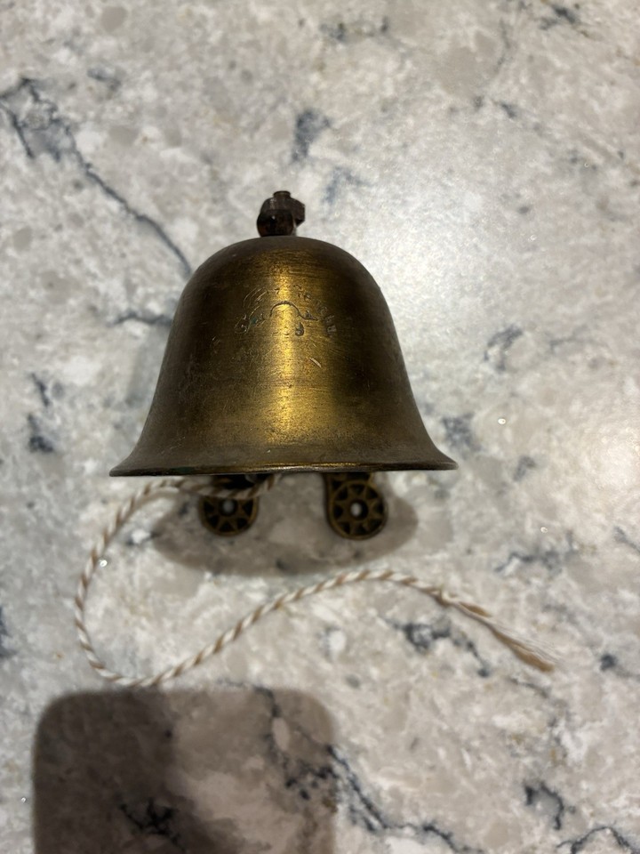 Vintage Brass Door Bell – Pull String Servant Bell / Shop Bell – Ornate ...