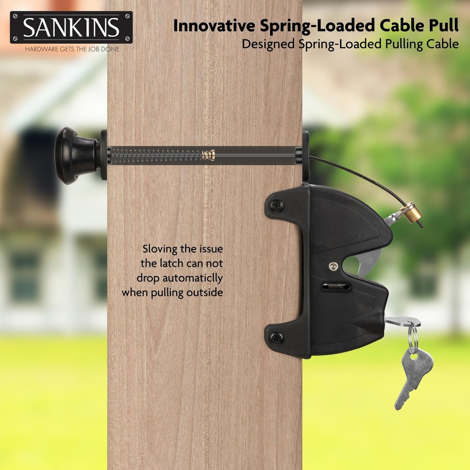 Key Lockable Fence Gate Latch, 2 Sided Gate Lock Latch for Outdoor ...