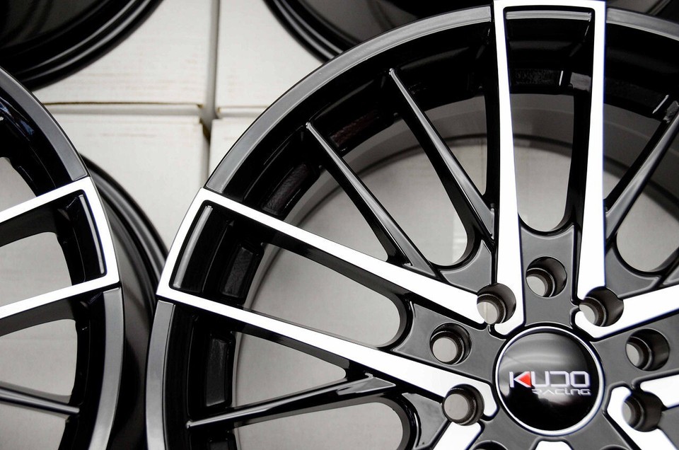 Kudo Racing Destruction 16x7 5x100 5x114.3 5x4.5 Black Machined Wheels ...
