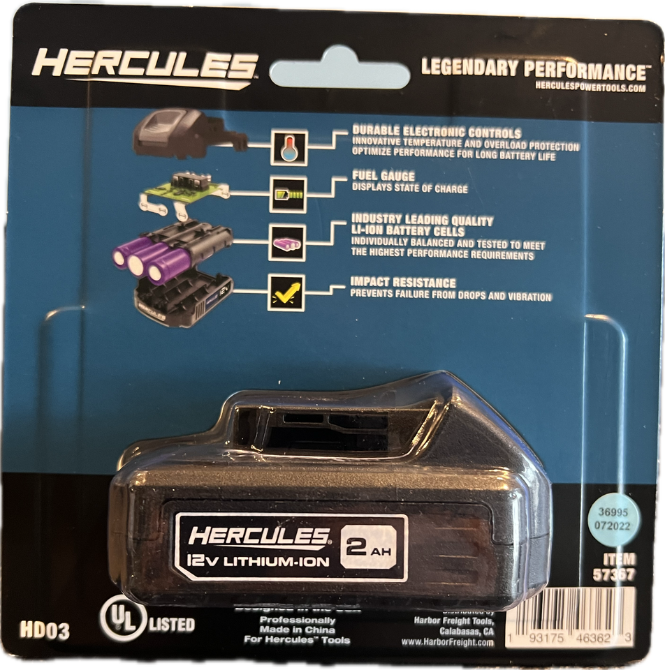 Hercules 12v Lithium Ion 2.0 Ah Battery | eBay