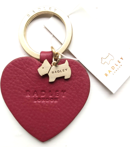 Genuine RADLEY Burgundy Leather HEART KEYRING Valentines Day New Rad2 ...