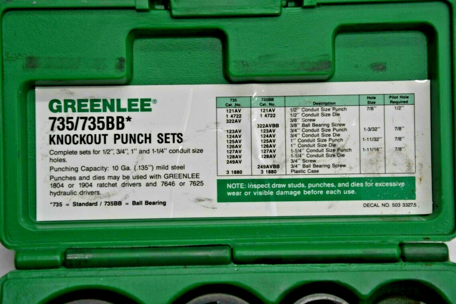Greenlee 735/735BB Knockout Punch Sets 783310199731| eBay