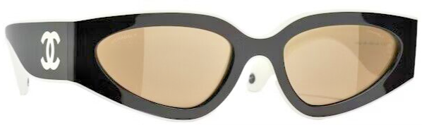 Chanel CH 6056 Black White Cat Eye Sunglasses CC Logo New Italy | eBay