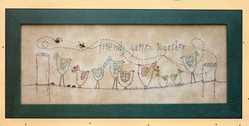 Friends Gather Together Muslin Stitchery Pattern Embroidery Wire Fence ...