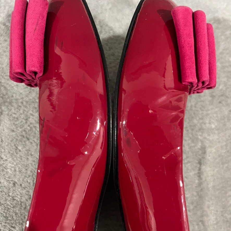 Talbots BRIANA4 RASPBERRY TART Red Patent Leather Suede Bow Ballet ...
