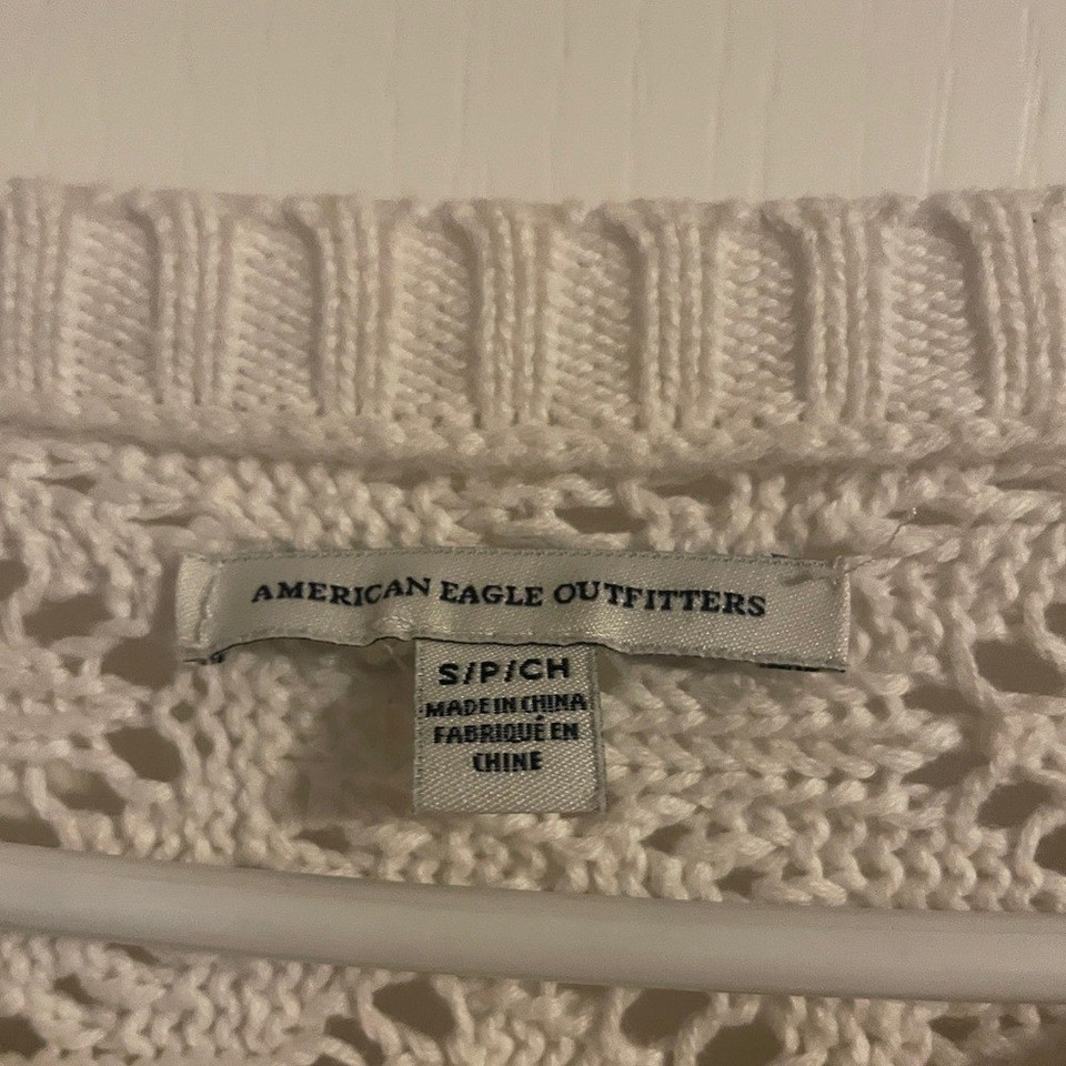 American Eagle Outfitters Cream Fair Isle Cable Knit Sweater S Preppy ...