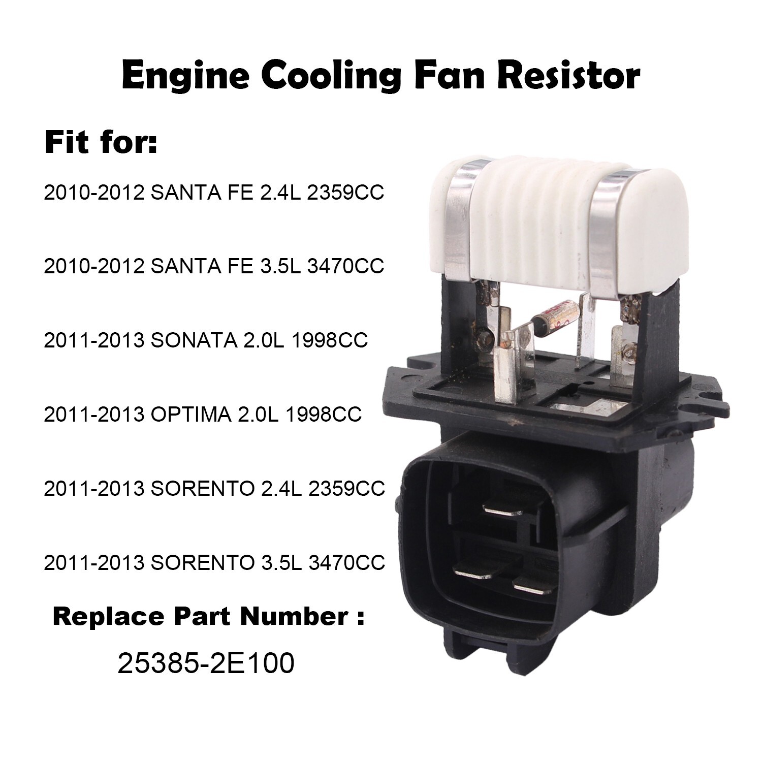 Turbo Engine Cooling Fan Resistor For 2010-2013 Hyundai Kia Optima ...