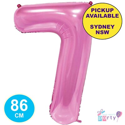 PINK NUMBER 7 SHAPED FOIL HELIUM BALLOON SEVEN SEVENTH 7TH BIRTHDAY ...