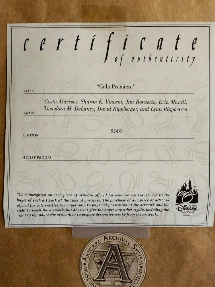 Disney Animation Art Gallery Mickey Minnie Gala Premiere Pin & Signed ...