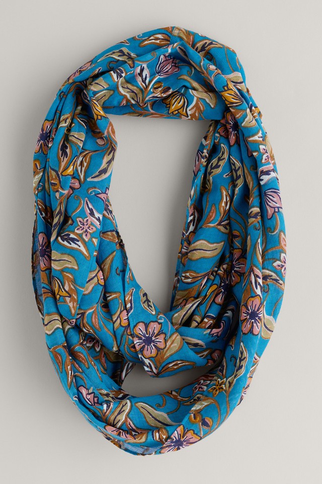 Seasalt Women's Scarf - blue May Garland Circle Scarf - Folky Bloom ...