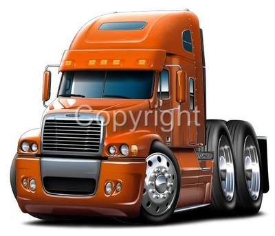 Freightliner Century Semi Big Rig Truck Cartoon T-Shirt #9542 ...