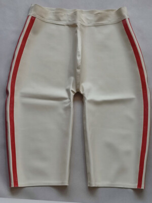 Pure Latex Gummi Handmade Cosplay Shorts Sports Underwear Red Stripes S ...