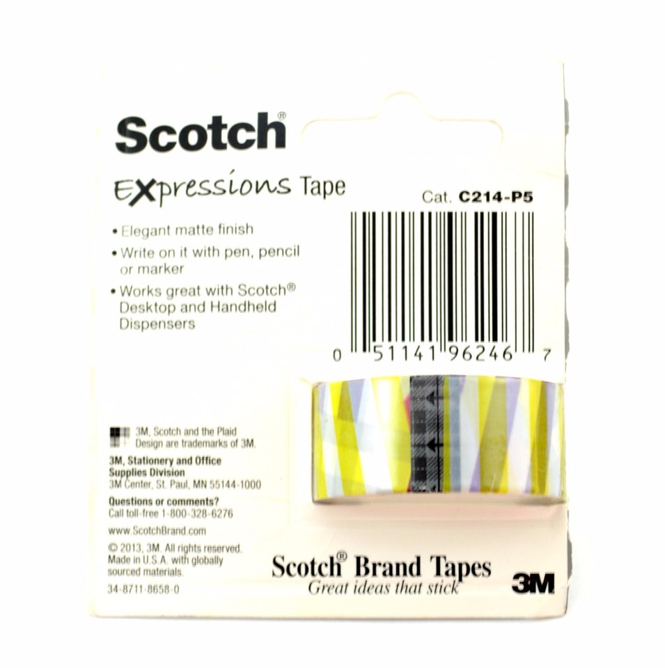 Magic Washi Tape 3M Scotch Expressions Preppy 2 Pattern, 3/4" x 300 ...