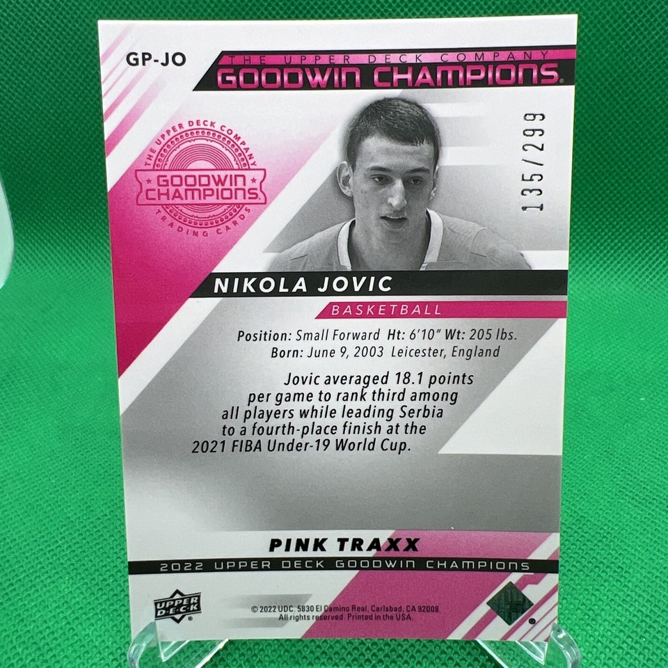 2022 Goodwin Champions Platinum High Series Pink Traxx Nikola Jovic ...