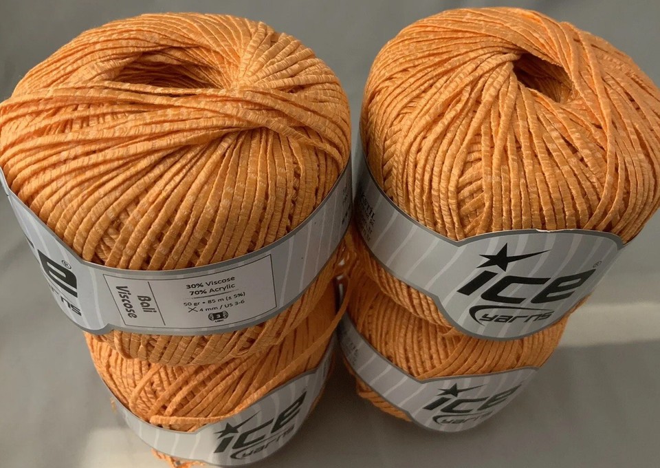 ICE Yarns BALI VISCOSE (30% Viscose) Yarn Orange 50gr ea. Lot of 4 | eBay