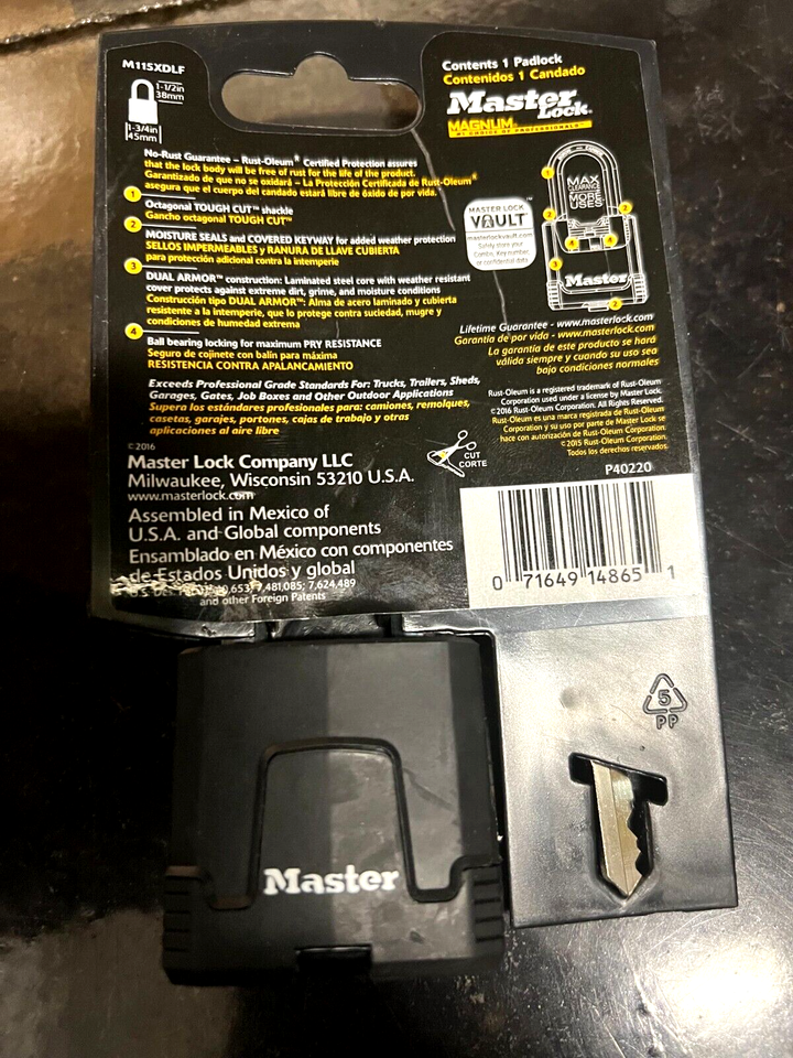 Master Lock M115XDLF Magnum Heavy Duty LAMINATED Padlock with 2 Keys | eBay
