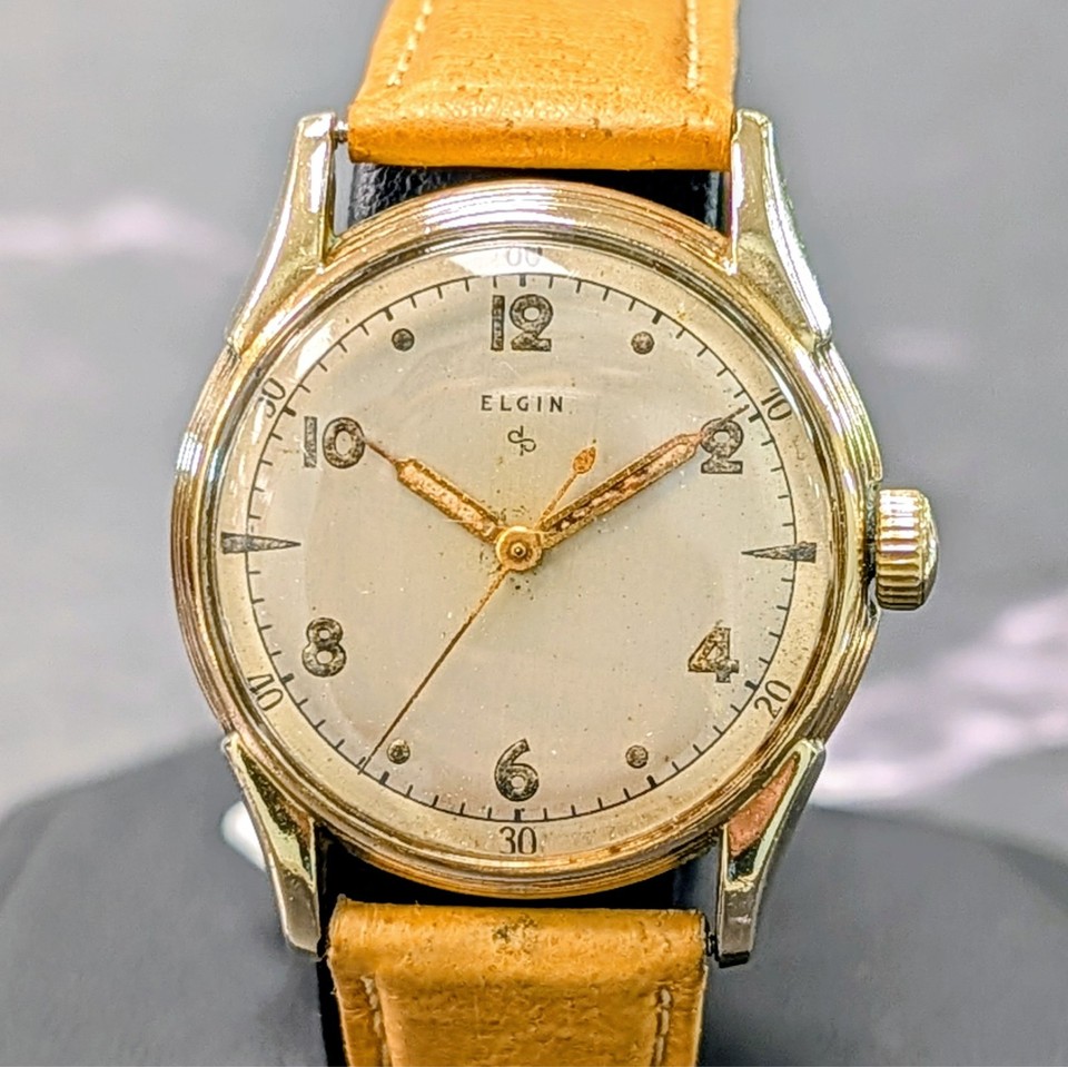 Vintage Elgin DuraPower Watch Round Stepped Case 10K GF 32mm Wristwatch ...