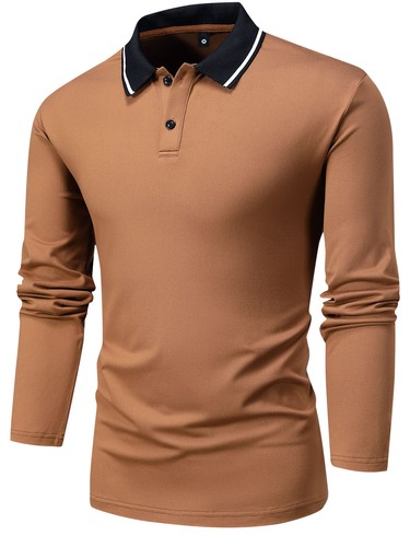 Men Slim Fit Formal Shirts Business Long Sleeve T Shirt Casual Golf ...