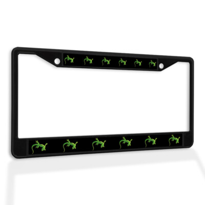 Metal License Plate Frame Vinyl Insert Green Lizard with Long Tail | eBay