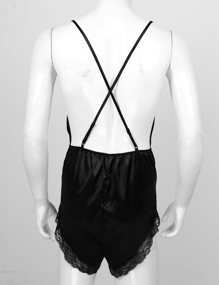 Men Sexy Sissy Lingerie Set Crossdresser Sleepwear Lace Chemise Teddy ...