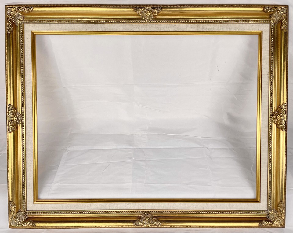 Antique Gold Ornate Baroque Wood Picture Frame Linen Liner 3" Wide | eBay