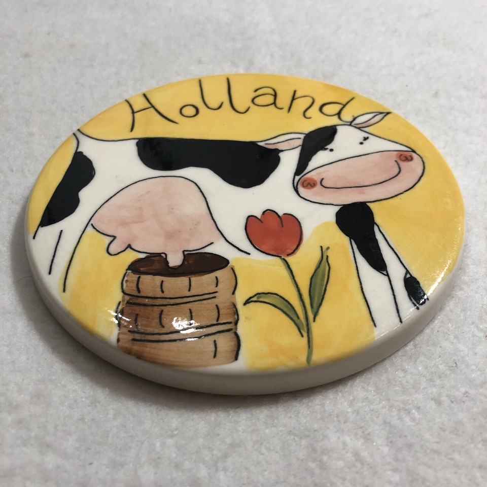 Bosman Cow Coaster Holland Netherlands Yellow Tulips Souvenir Trip Farm ...