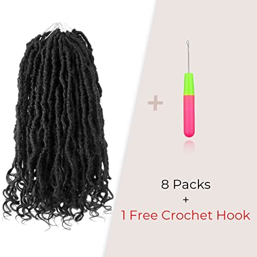 Wild Locs 14 Inch Distressed New Faux Locs with 14 Inch (8PCS) 1#/Jet ...