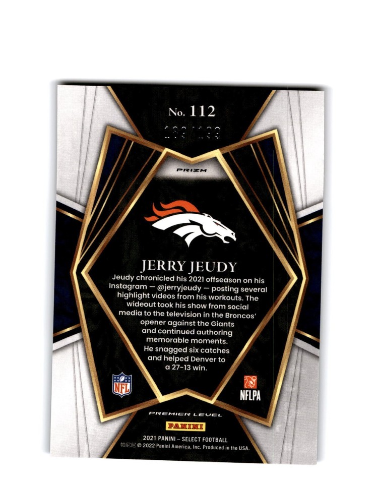 2021 SELECT TRI COLOR /199 PREMIER LEVEL JERRY JEUDY BRONCOS | eBay