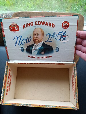 100 Count LARGE King Edward the Seventh Invincible Cigar Box 1926 ...
