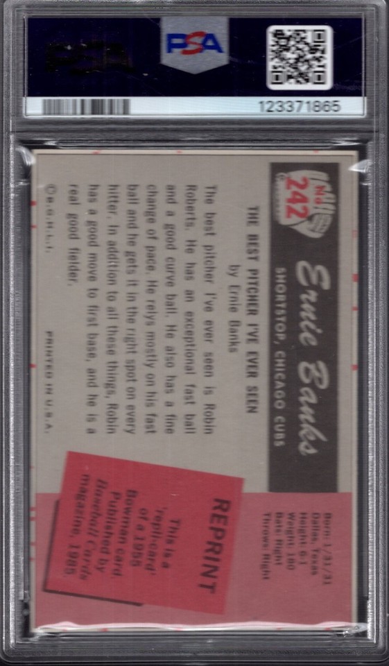 1985 B.B. Cards Magazine #242 ERNIE BANKS PSA 3 tough! Repli-Cards 1955 ...