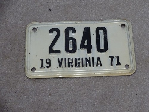 Vintage 1971 Virginia Motorcycle License Plate | eBay