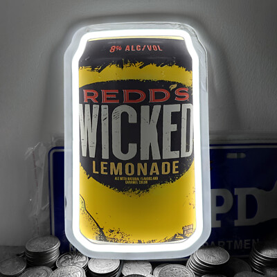 Redd's Wicked Lemonade Can Neon Sign 12"x7" Nightclub Shop Art Wall ...