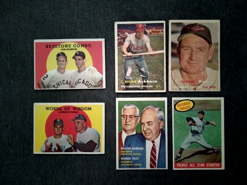 1957 1959 Topps Fox Ashburn Aparicio Bell Pierce Stengel Giles Baseball ...