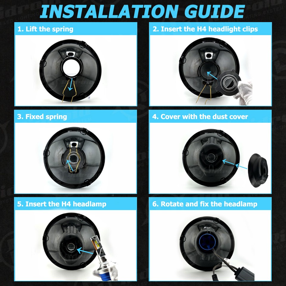 Pair Round 7inch GLASS Headlight Vintage ORIGINAL CLASSIC LOOK ...