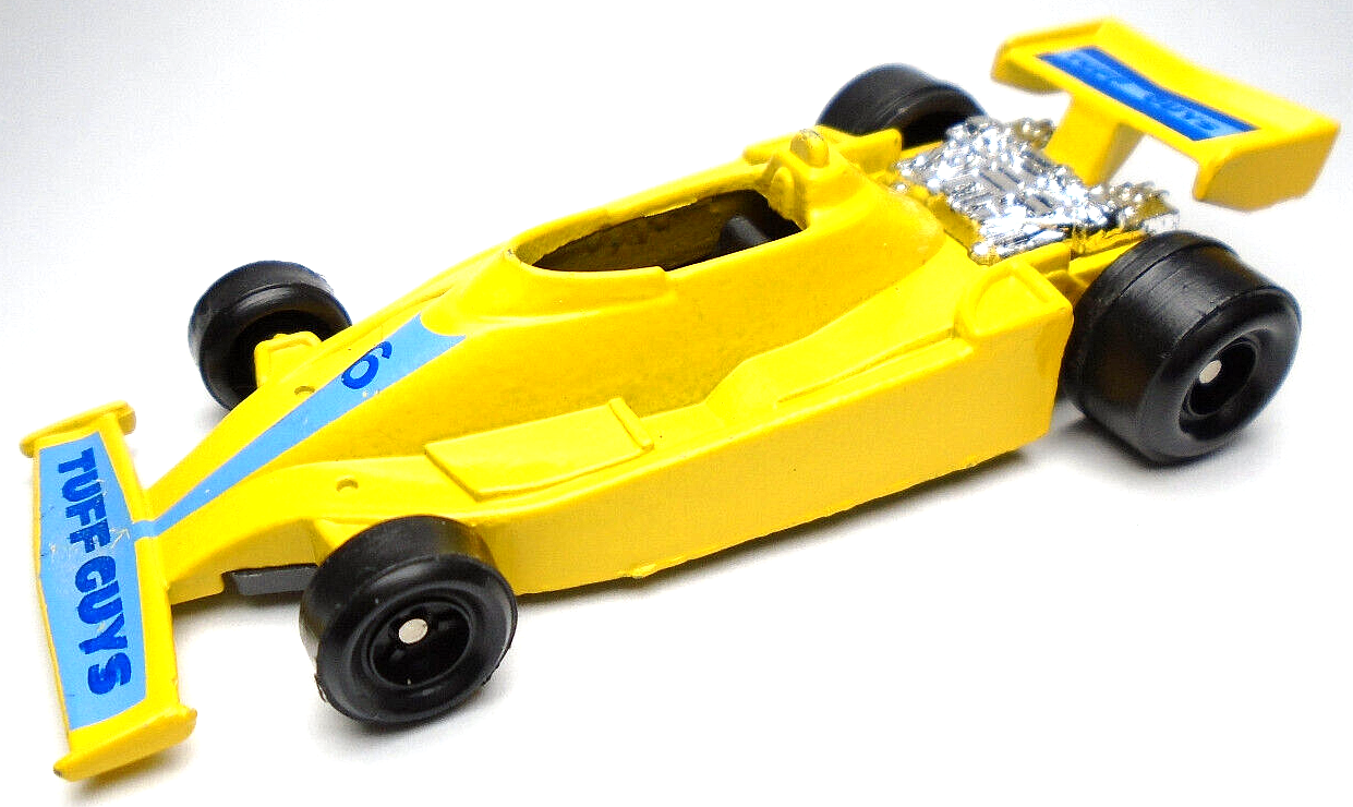 VINTAGE ROAD CHAMPS #6 TUFF GUYS YELLOW 1:64 DIECAST 3" INDY RACE CAR W ...