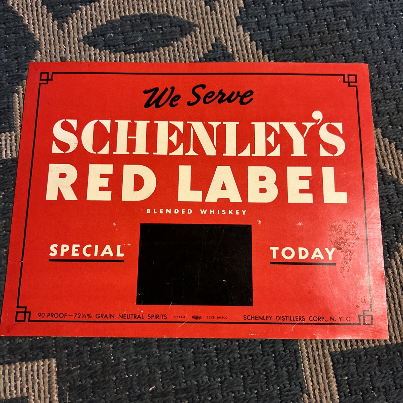 VTG Schenley’s Red Label Whiskey Metal Advertising Sign 9.5”x12.25” Bar ...
