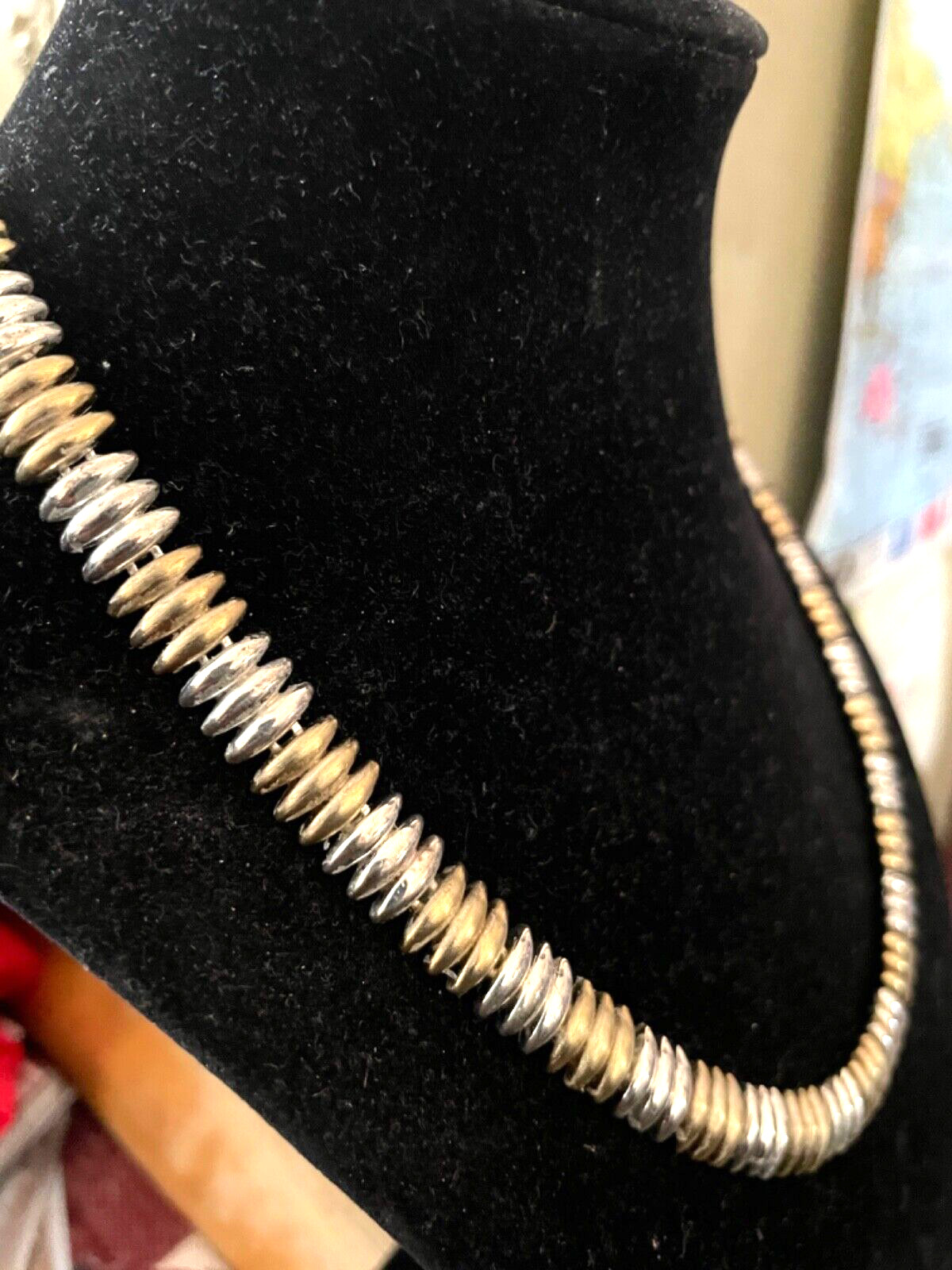 Monet Rare Vintage Modernist Two-tone Metal Chain Nec… - Gem