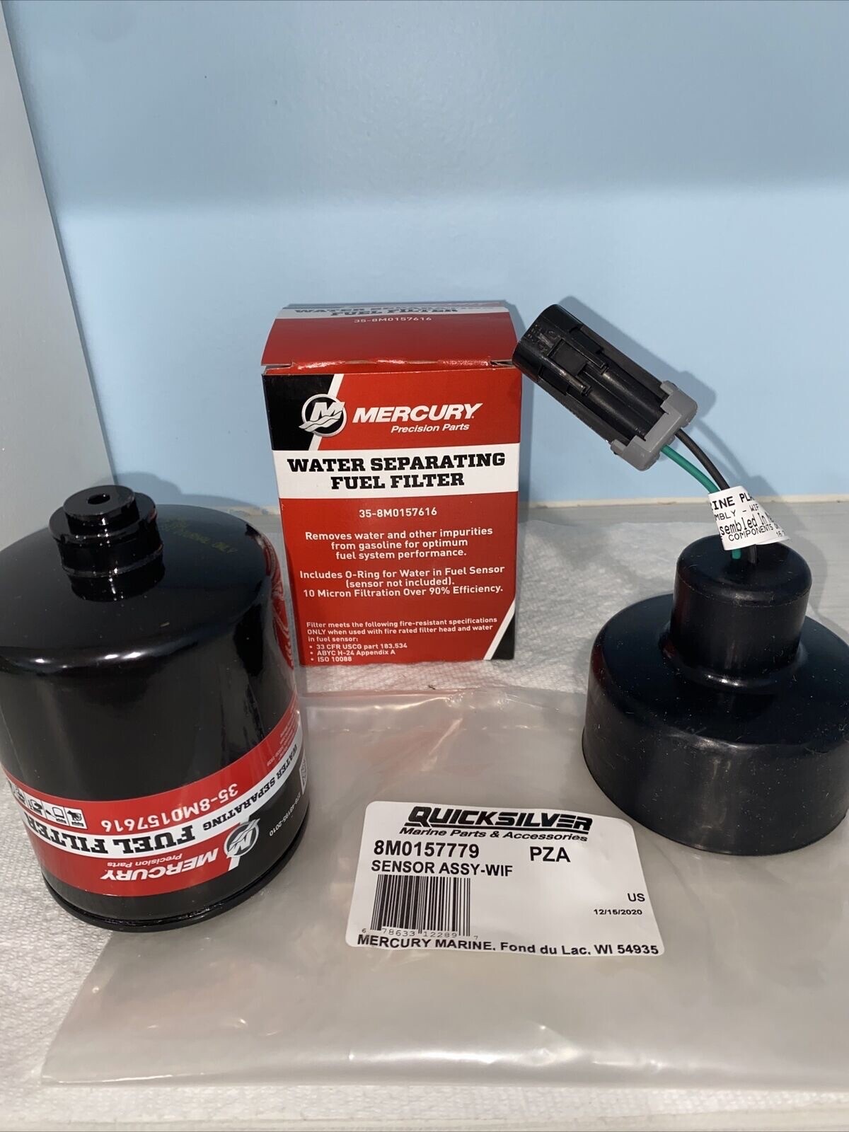 New/ OEM Mercury Water Separating Fuel Filter & Sensor 8M0157616 ...