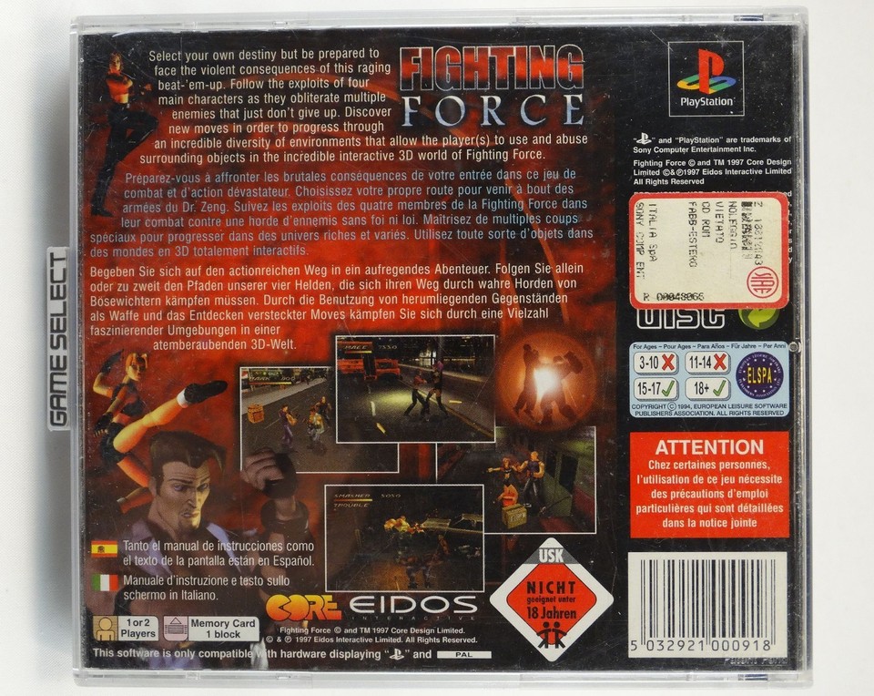 Fighting Force 1 sony playstation 1 2 3 one PS1 PS2 PS3 Pal - Full ...
