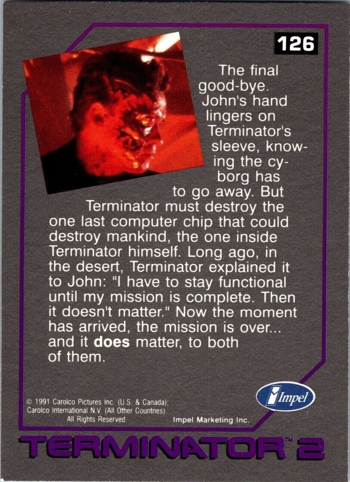 1991 Please Don't Go 126 Terminator 2: Judgment Day Impel Art Card CC ...