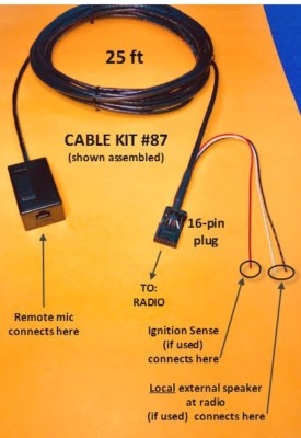 Cable Kit # 87 Remote Mic Extension Motorola Maxtrac GM300 CM200 CM300 ...