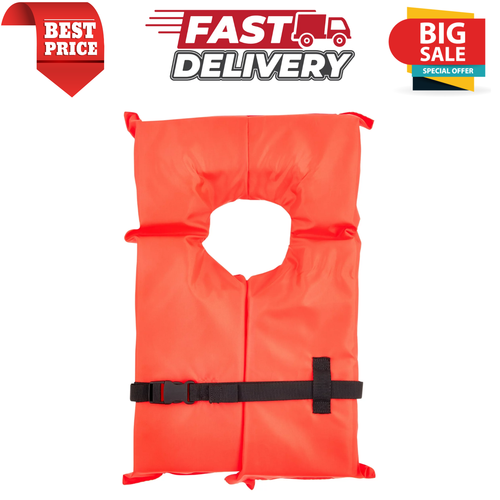 Life Jackets Vest Preserver Type II Orange Adult Fishing Boating USCG ...