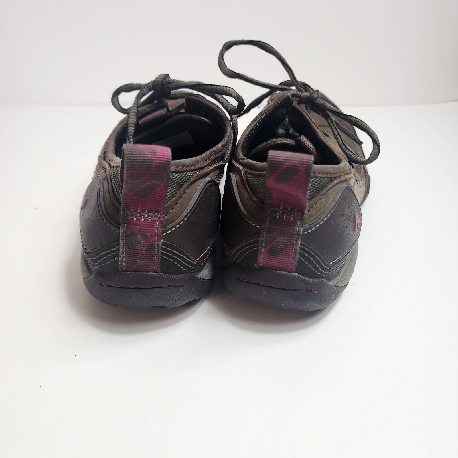 Merrell Women's Stone Brown Pink Leather Lace Up Hiking Shoes Size 7.5 ...
