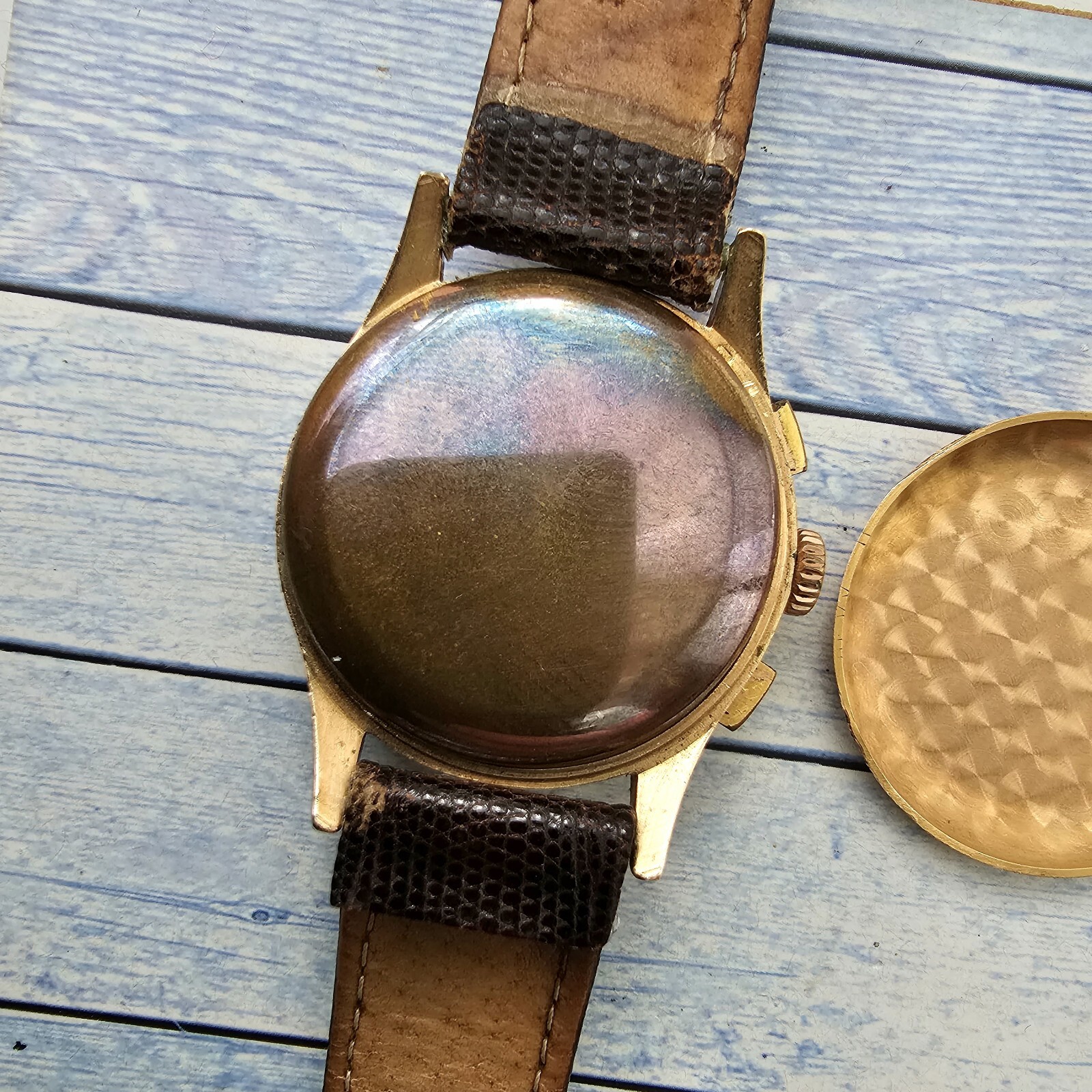 Vintage 18k Solid Gold Richard Chronograph Men's Watch 18ct Cal Valjoux ...